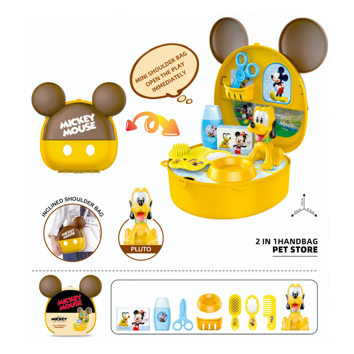 Disney Mickey Mouse 2 in 1 Handbag, Pet Small Satchel, Toy Purse for ...