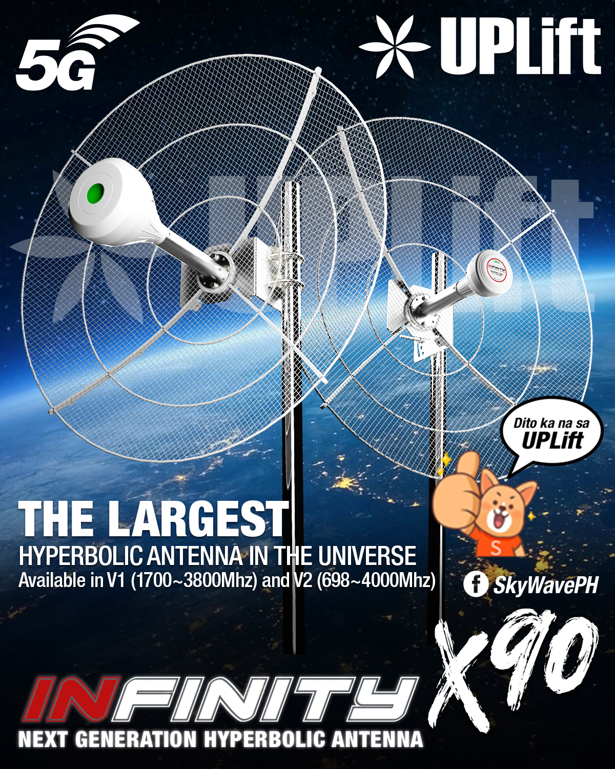 UPLift SkyWave Next-Generation Giant Hyperbolic Infinity X90 Largest Antenna for 4G 5G Internet ...