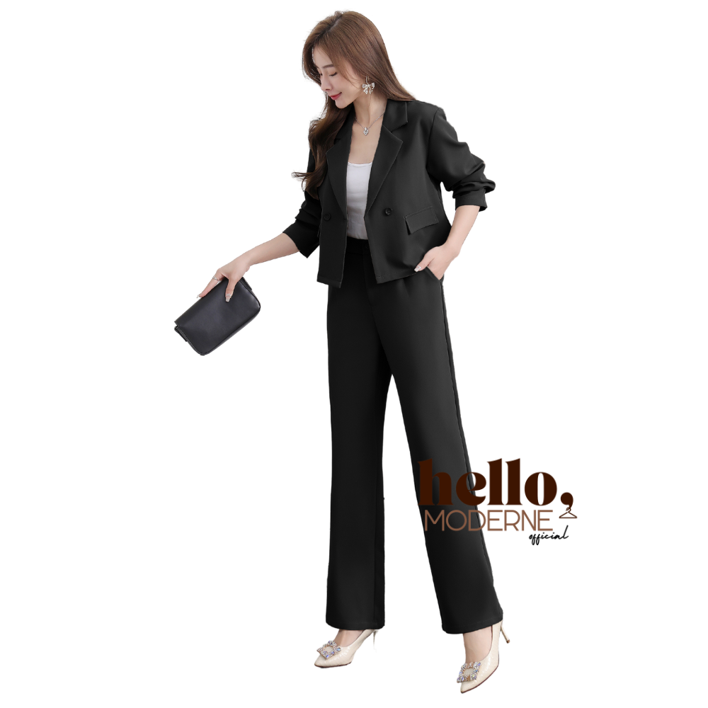 Hello Moderne Terno Set S-L Semi Crop Style Plain 2 Buttons Terno For ...