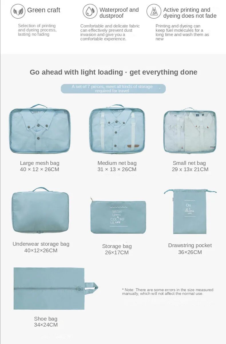 7Pcs travel organizer luggage suitcase pouch Foldable Waterproof ...