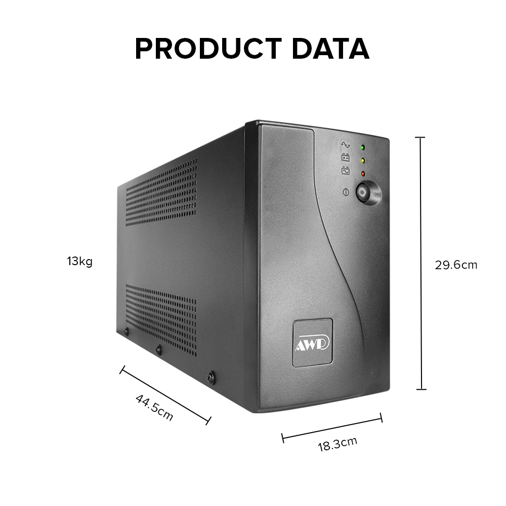 Ipason AWP AID2000 Aide 1200W-2000VA UPS with AVR Uninterruptible Power Supply (6 Sockets ...