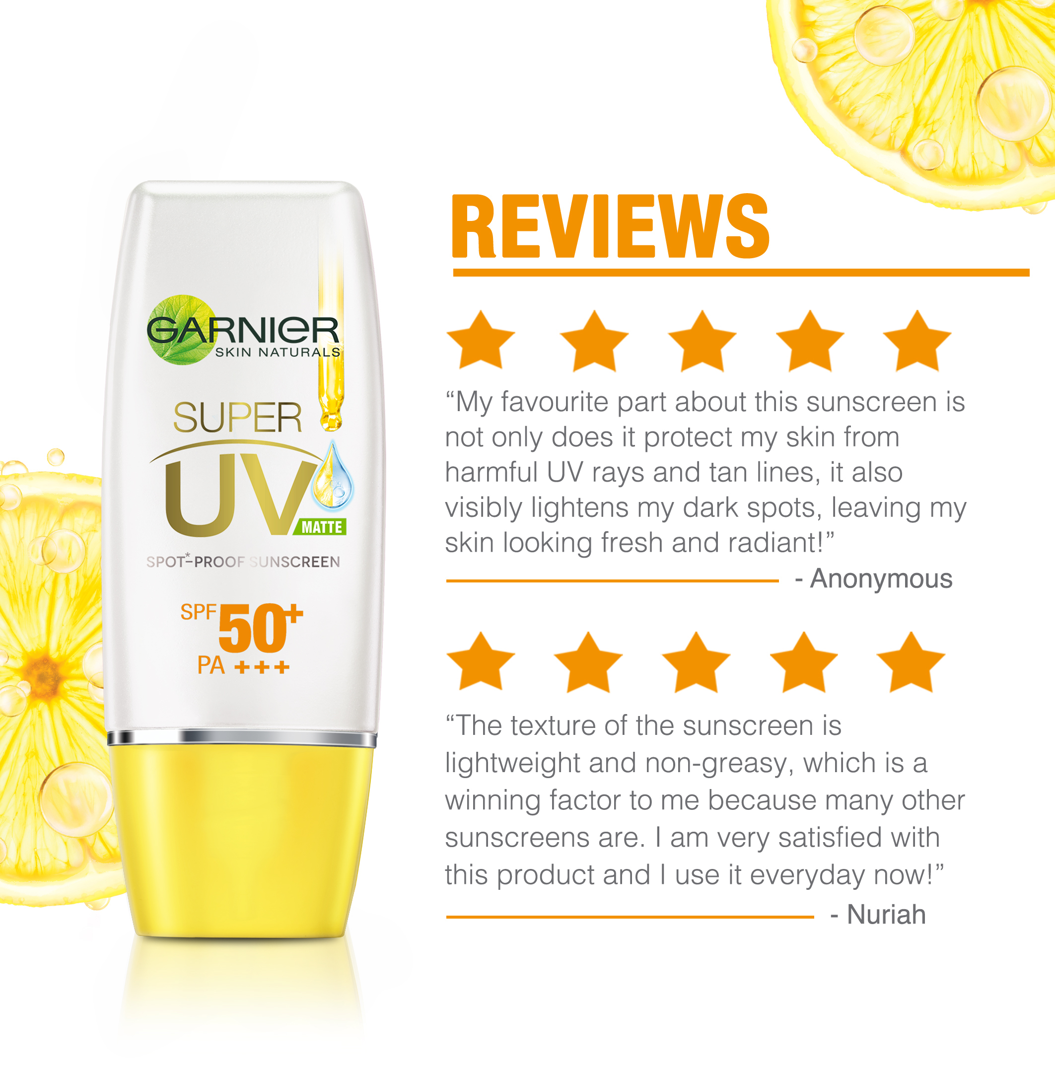 Garnier Super UV Matte Finish Sunscreen (30ml) w/ Vitamin C & SPF50 ...