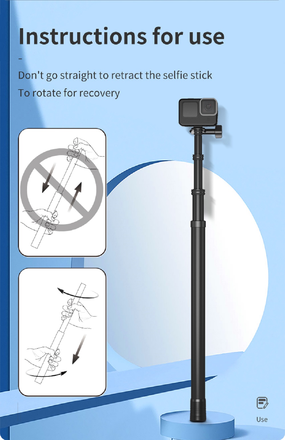 TELESIN 2.7M Carbon Fiber Groupie Invisible Stick Extendable Monopod ...