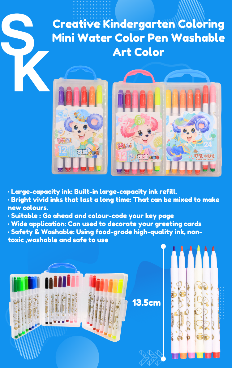 Creative Kindergarten Coloring Mini Water Color Pen Washable Art Color ...