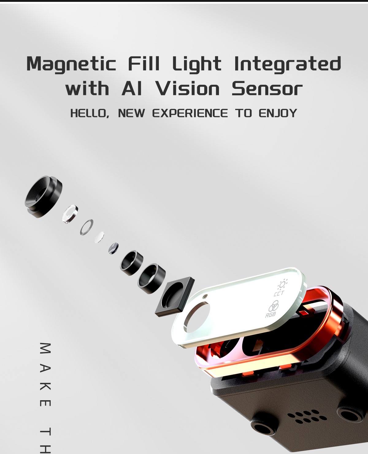 Hohem MTK-L02 Magnetic Fill Light CCT/RGB w/ AI Vision Sensor for ...