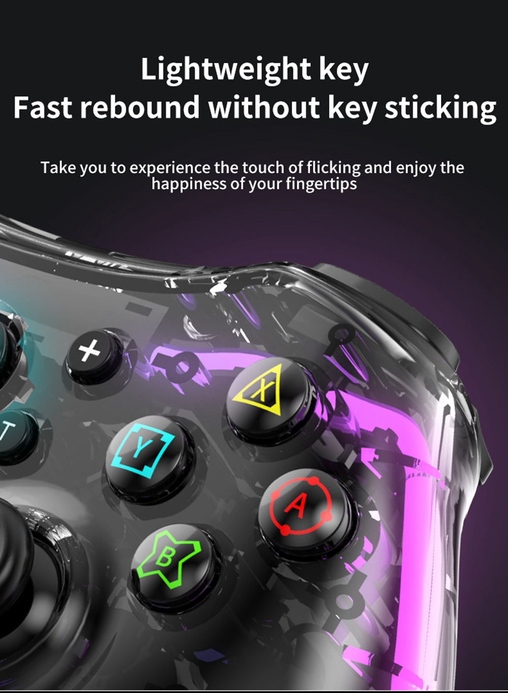 Bsp S03 Rgb Transparent Wireless Game Controller For P4, P3 Switch Pc ...