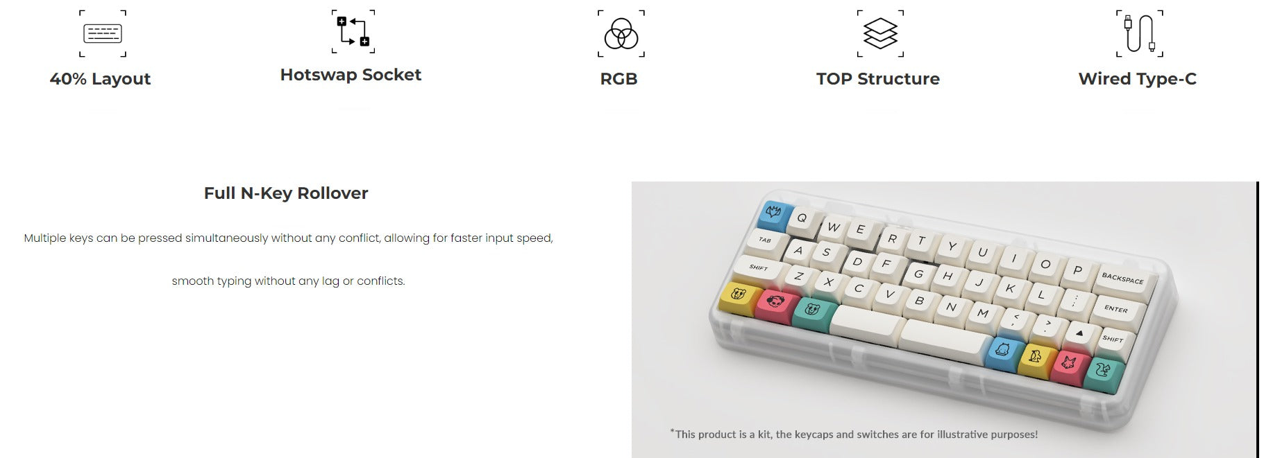 Akko ACR Top 40 Barebone Custom Hot-Swappable Mechanical Keyboard Diy ...