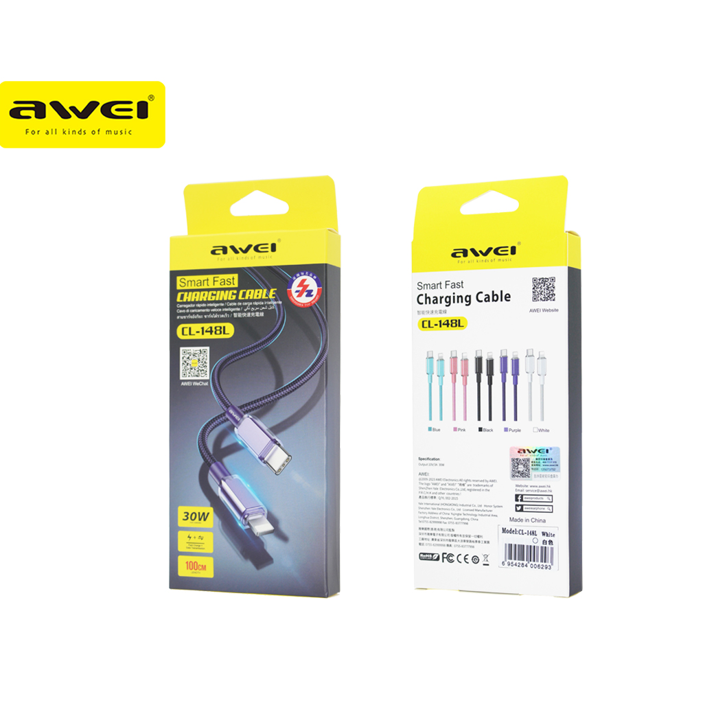 Awei CL-148L 1000mm Type-C To Lightt-ning Data Transfer Fast Charging ...