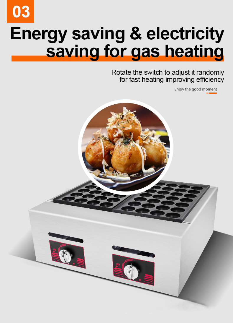 Takoyaki Maker 56 Holes Grill Octopus Ball Baking Machine Furnace Gas ...