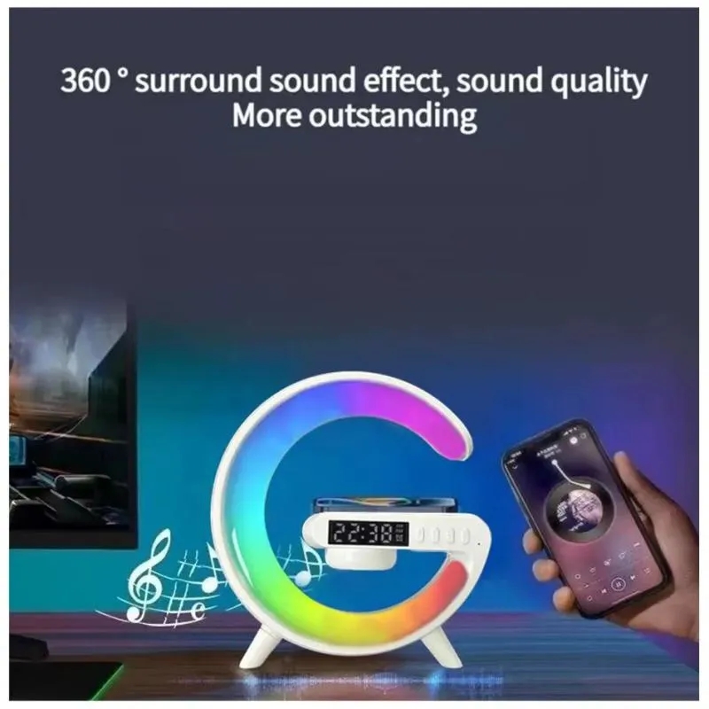 MORUI 15W Wireless Charger Alarm Clock Speaker Bluetooth Speaker Music ...