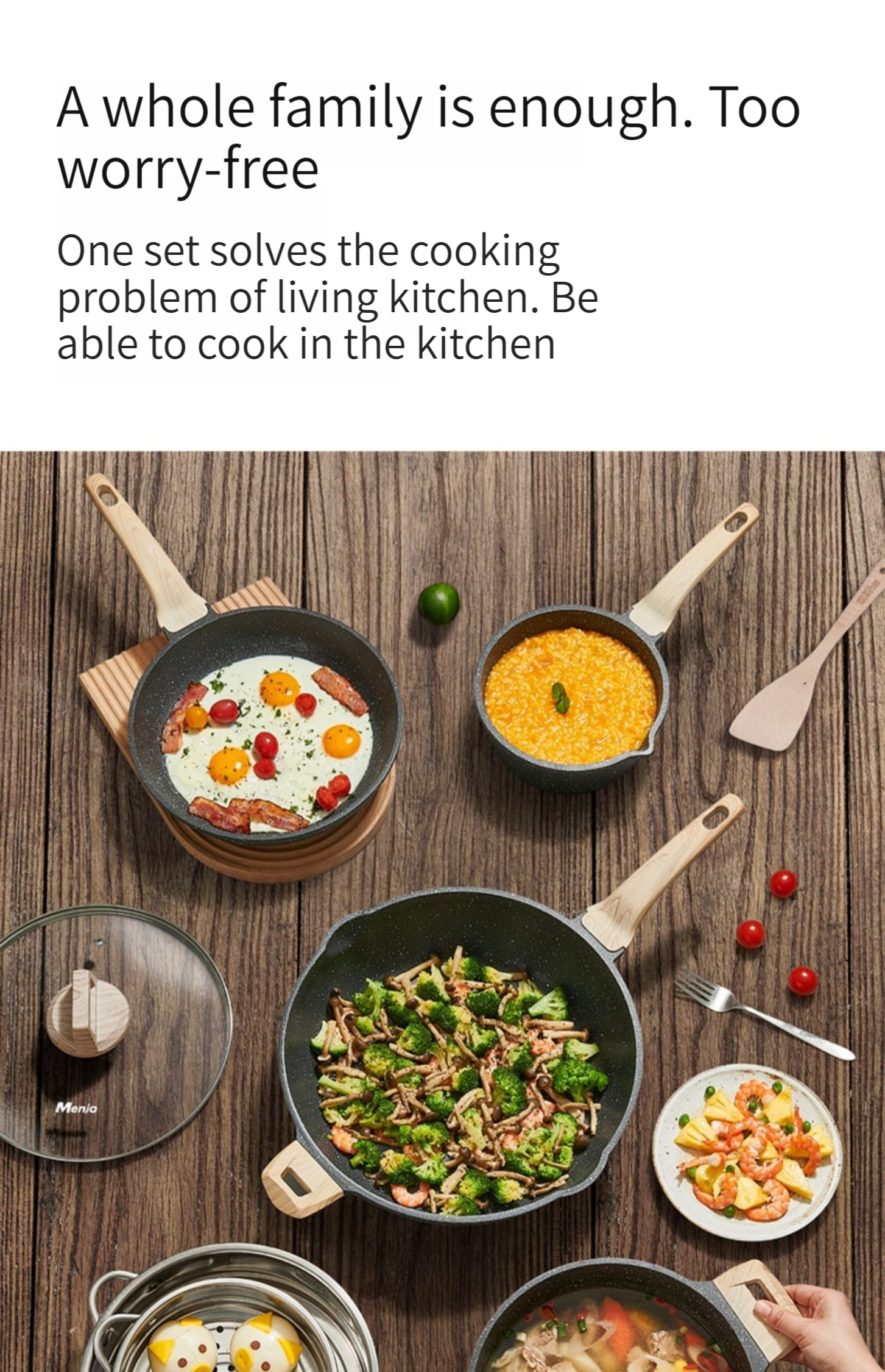 【LEUSE】Non-stick cookware set - medical stone coating - 5 colors ...