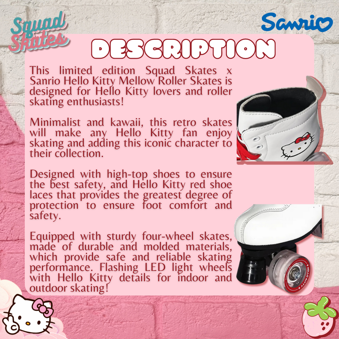 Squad Skates Hello Kitty Mellow Roller Skates with LED Light Wheels (F ...