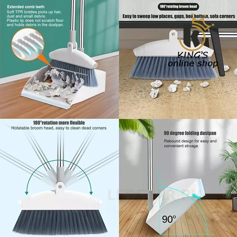 Household Cleaner Sturdy & Durable Plastic Long Handle Foldable Broom ...