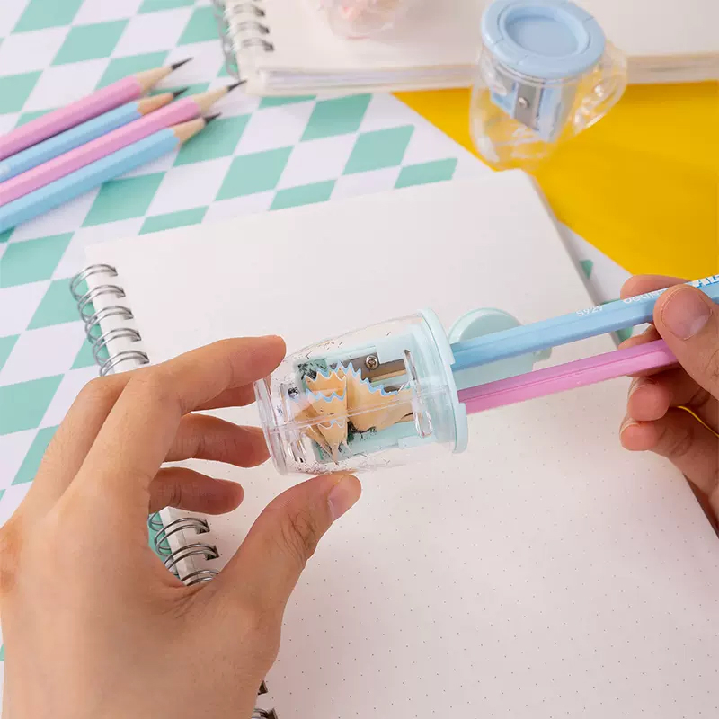 Deli Mini Pencil Sharpener Translucent Canister Design Assorted Color ...