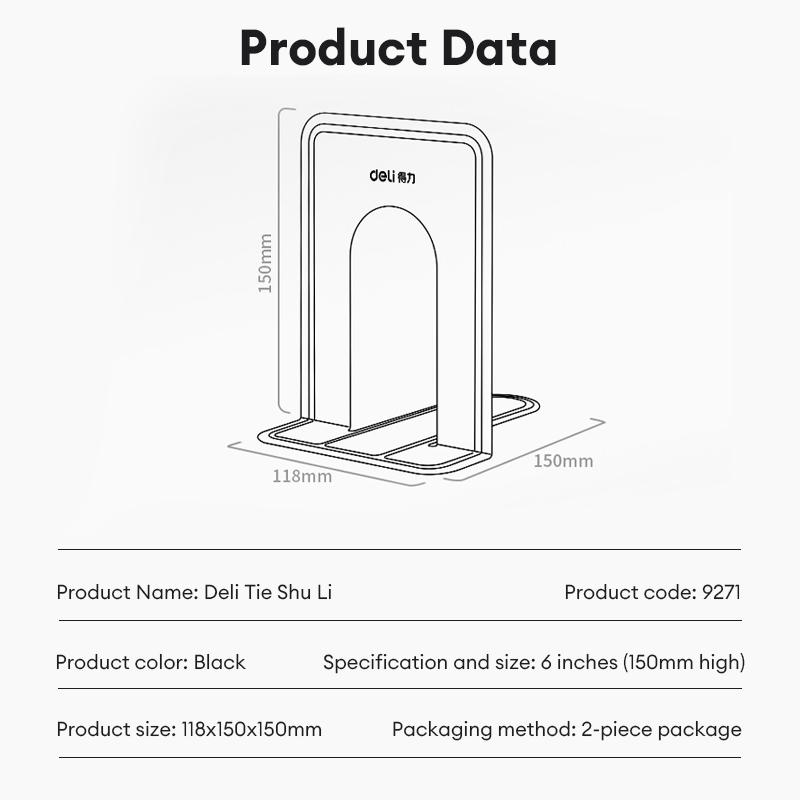 Deli 9271 Expandable Book Stand Metal Bookshelf Rack Support Stand ...