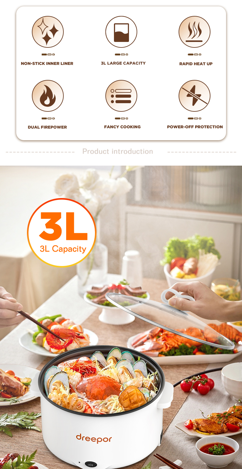 Dreepor Mini Rice Cooker Small Multi-Function Electric Cooker With ...