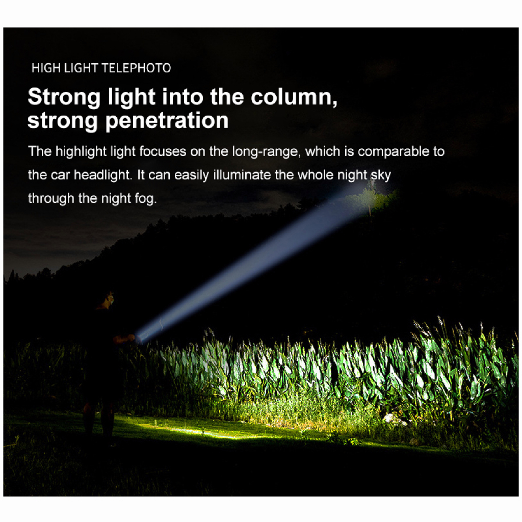 LEDSearchlight Spotlight Big Beam LongRange Flashlight USB Rechargeable ...