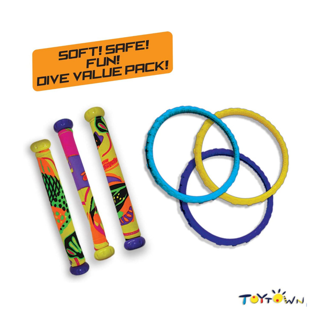 Prime Time Toys Dizzy Dive Power Pack (3 Dive Rings / 3 Dive Sticks ...