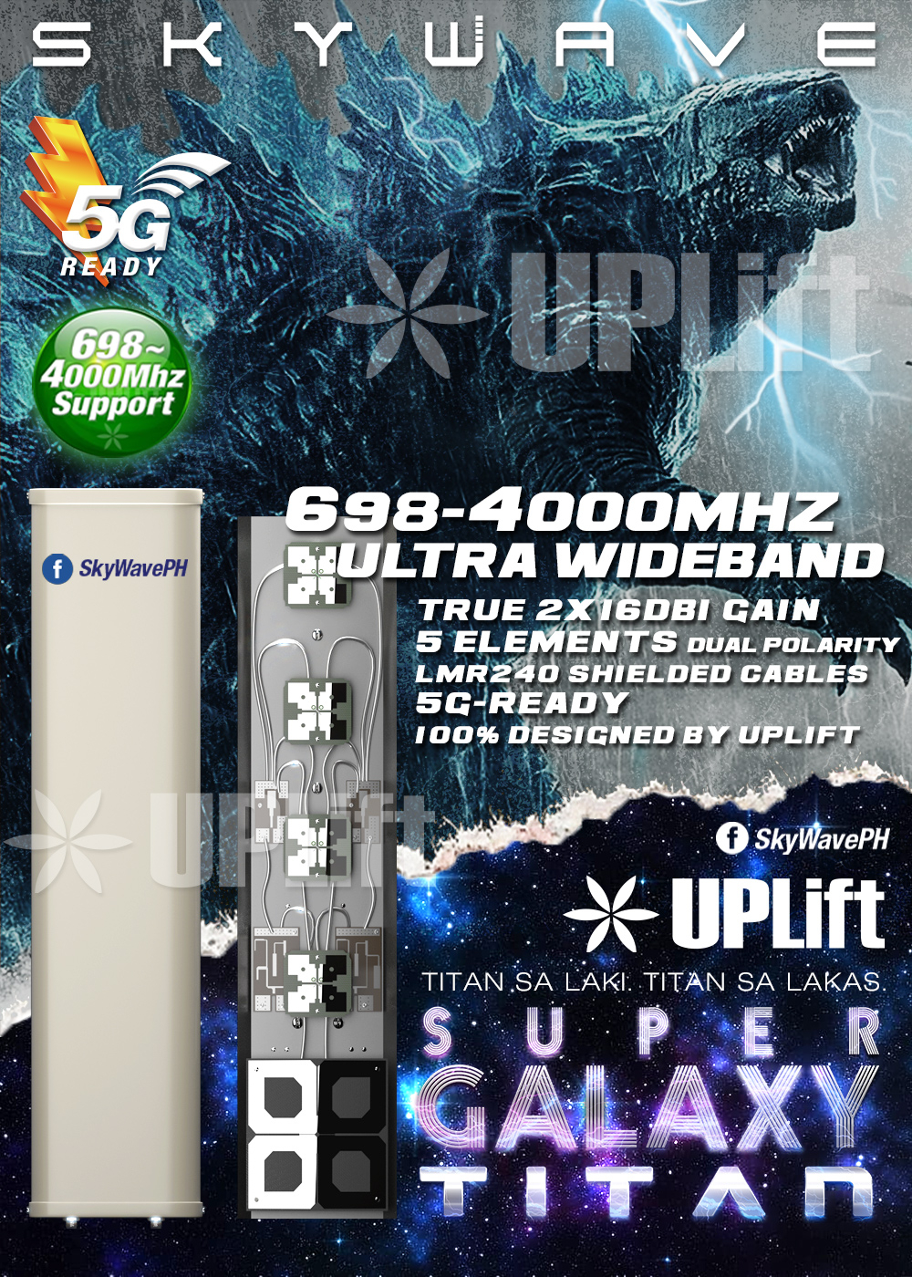 SkyWave Super Galaxy Titan Hybrid Antenna 698-4000Mhz 5G-Ready Wifi ...