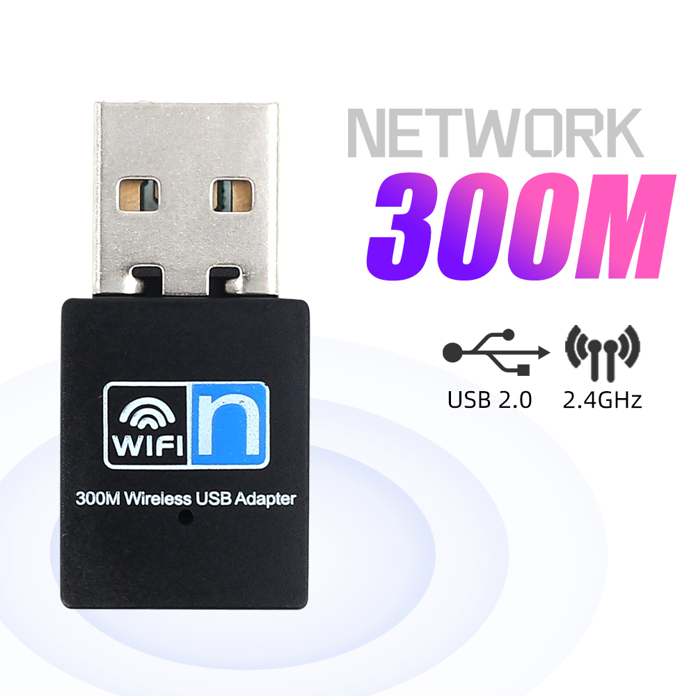 Wireless Mini USB Wifi Adapter 300Mbps USB2.0 Receiver Dongle Network Card For Desktop Laptop ...