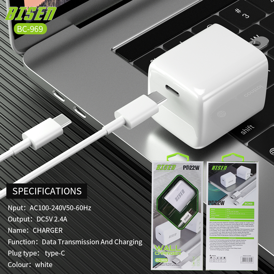 Original BISEN BC-969 2.4A USB Fast Charger Adapter With Cable For ...