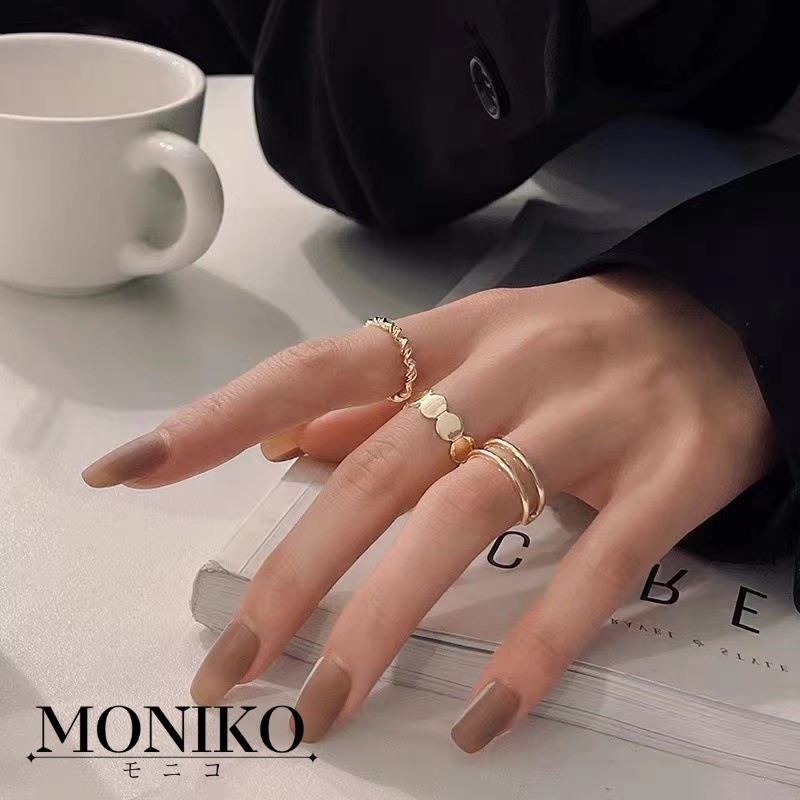 MONIKO Original Design Titanium Steel Hip-Hop Ring three-piece Set ...