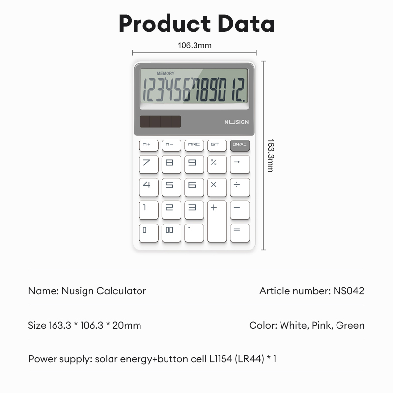 Nusign by Deli ENS042 Dual Power Calculator Big Screen Calculators ...