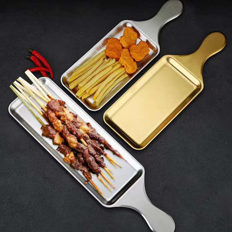 Korean Style Stainless Steel Rectangular Plate Western Cuisine Steak ...