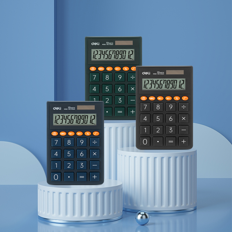 Deli EM130 Small Calculator 12-Didits Portable Mini Calculators Dual Power Supply Office ...