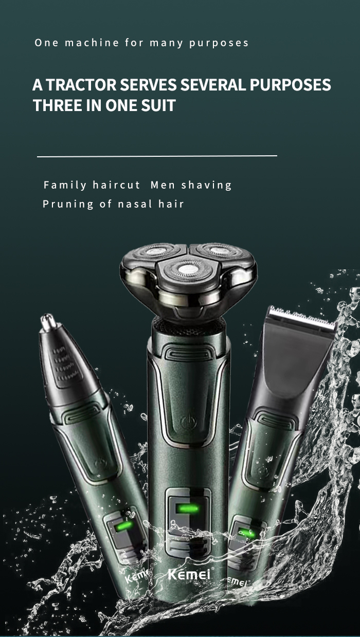 Kemei 3 in1 Rechargeable Electric Shaver Beard Facial Hair Trimmer Razor Shaver For men's KM ...
