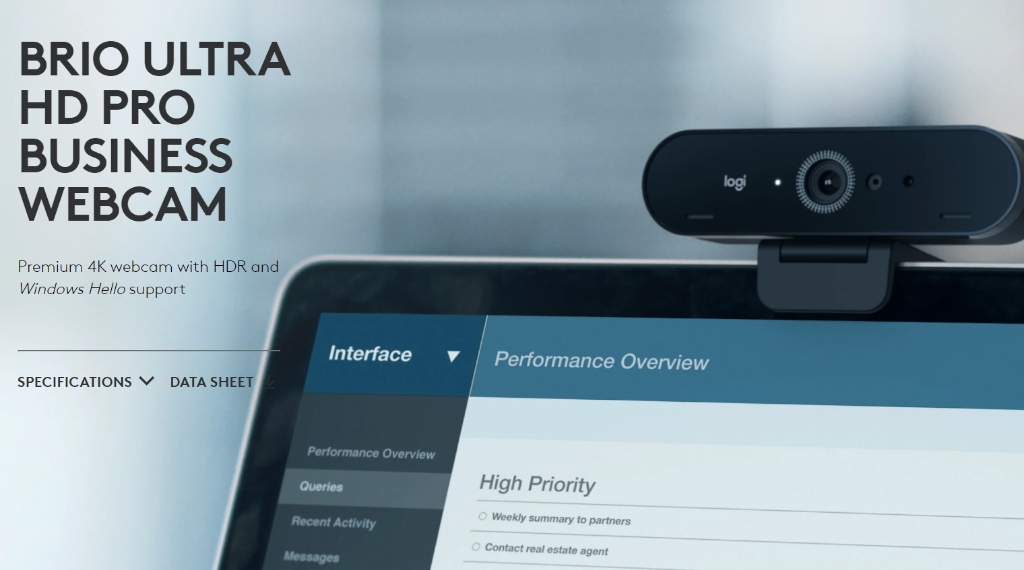 Logitech C1000E Brio Ultra HD Pro Business Webcam w/ Ultra 4k HD Video ...