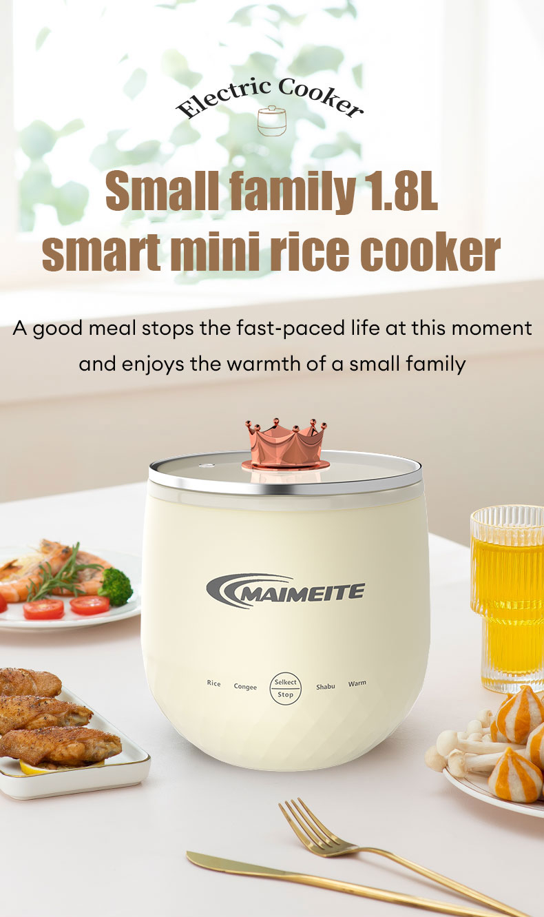 Maimeite Mini Rice Cooker Non-Stick Inner Pot 1.8L Multi-Function Rice ...