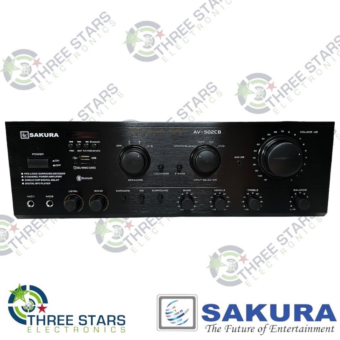 Sakura AV-502CB Stereo Karaoke Amplifier 580 Watts x2 Bluetooth/USB Connectivity | Shopee ...