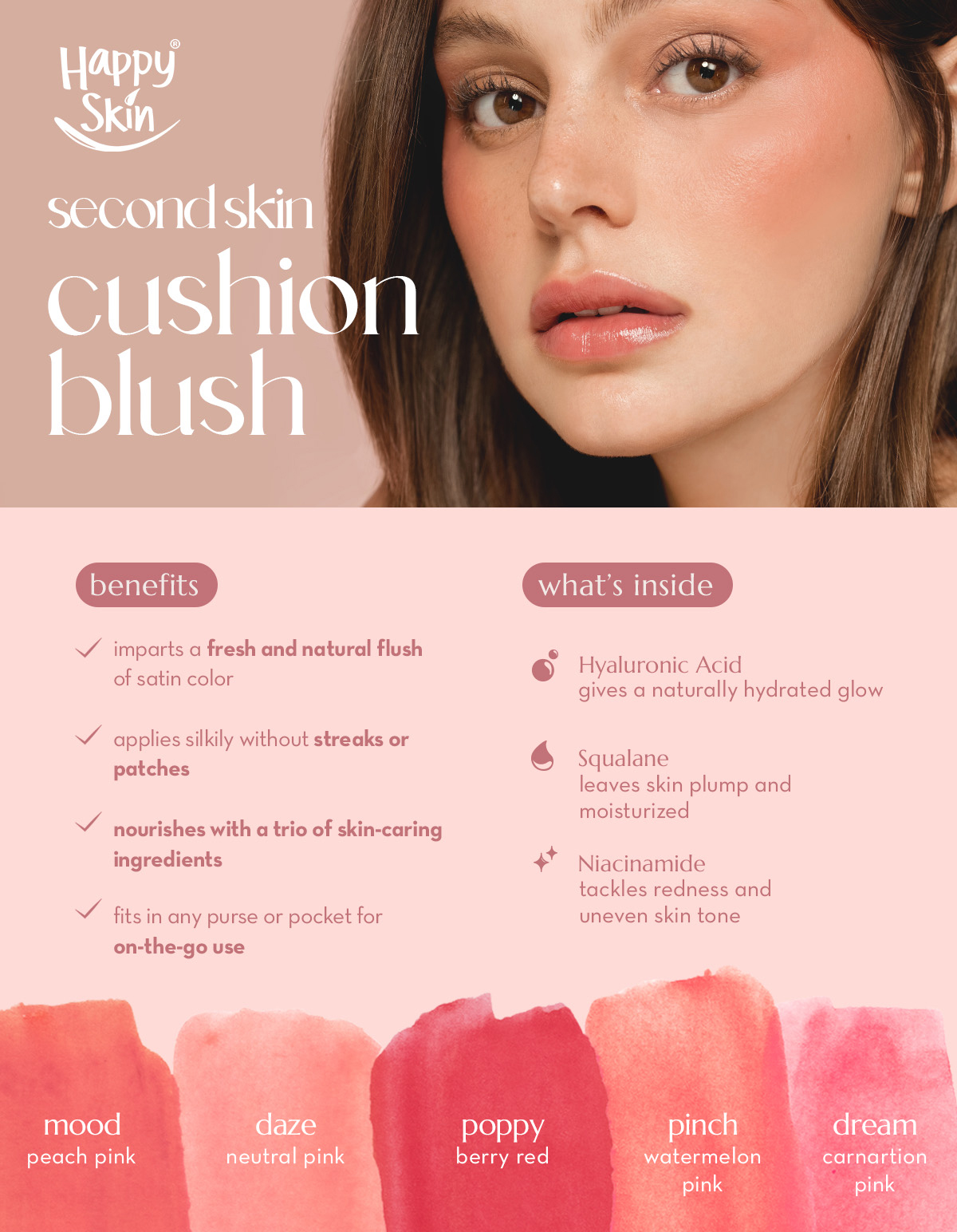 Happy Skin Second Skin Serum Cushion Blush | Shopee Philippines