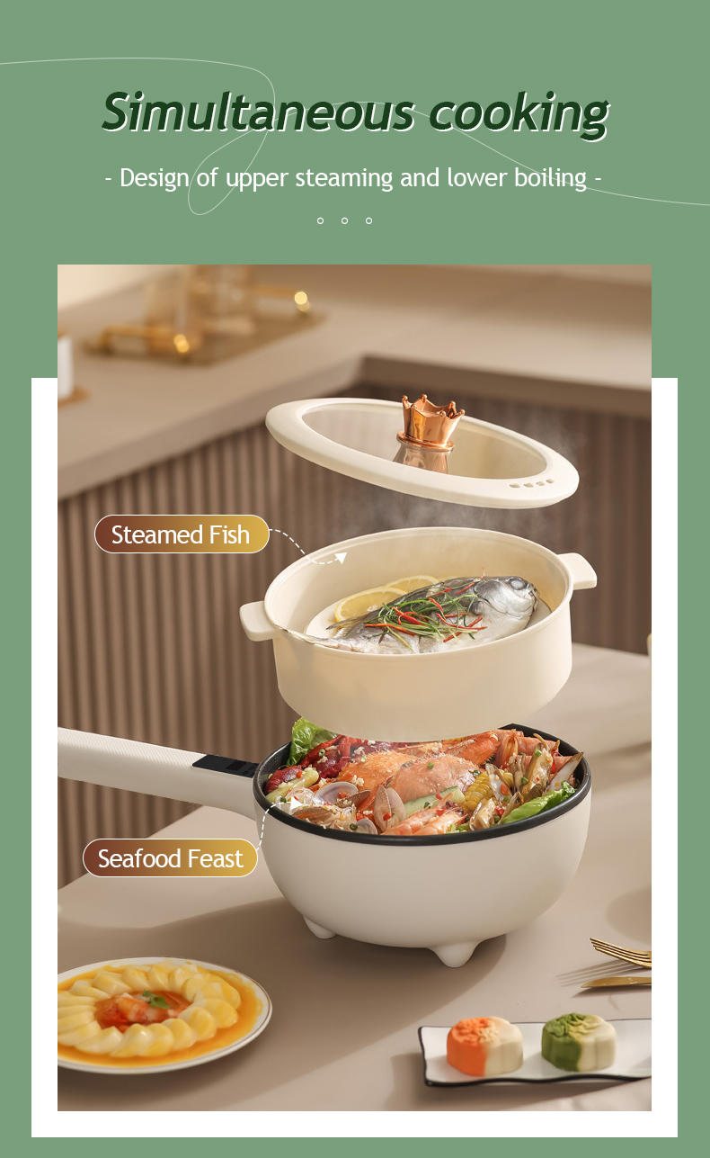 4L Electric frying pan 2 Layer Cooker Multifunctional Rice Cooker Non ...