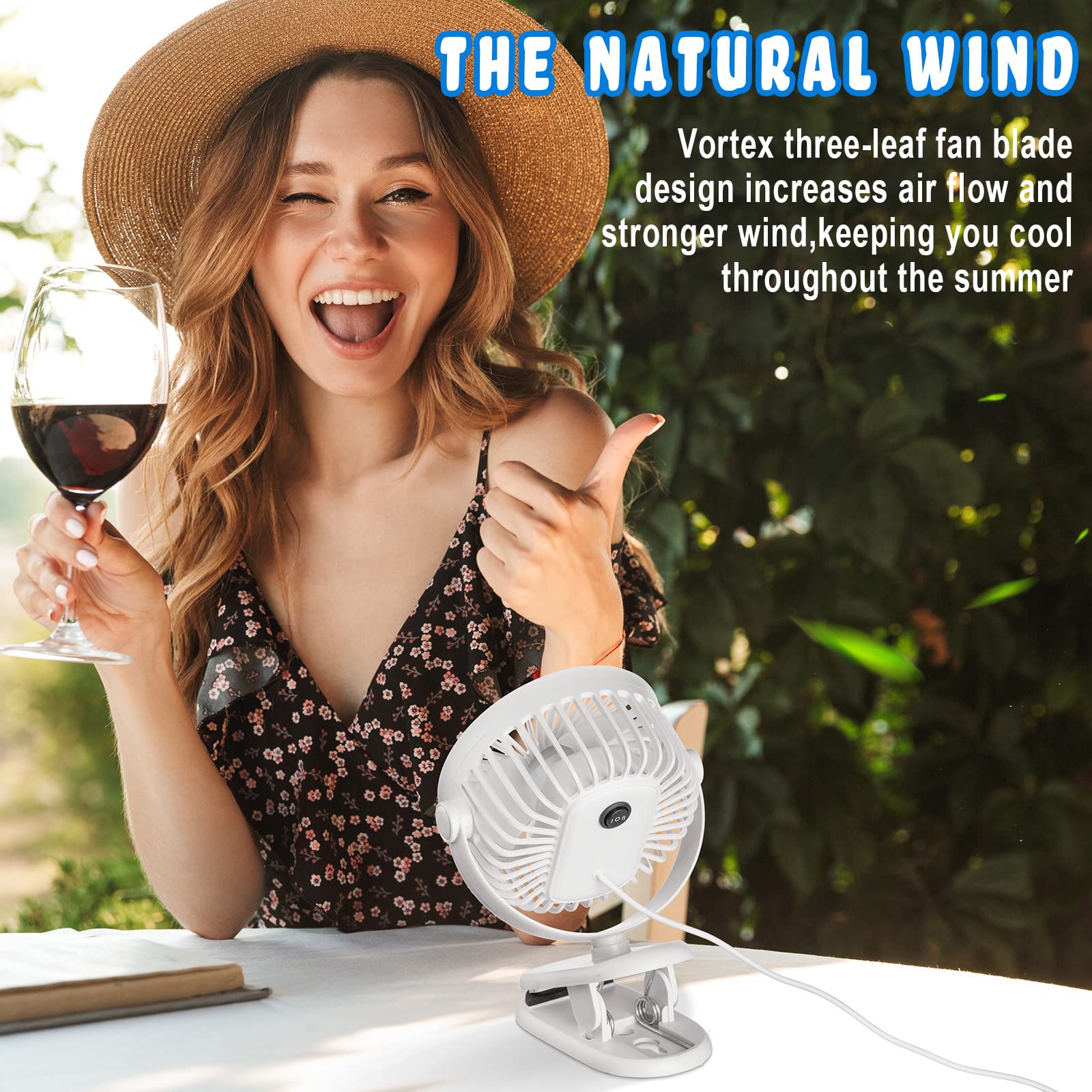 Small Clip on Fan 5000mAh Rechargeable 360°Rotate Quiet Portable Fan ...