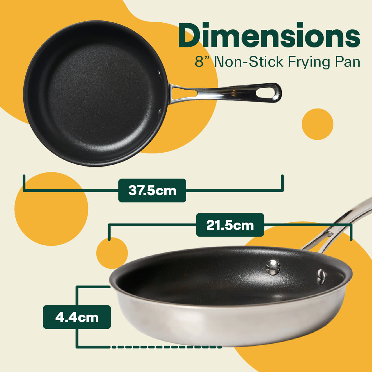 Famco 8" Non-Stick Frying Pan 20cm Tri-Ply Stainless Steel Induction ...