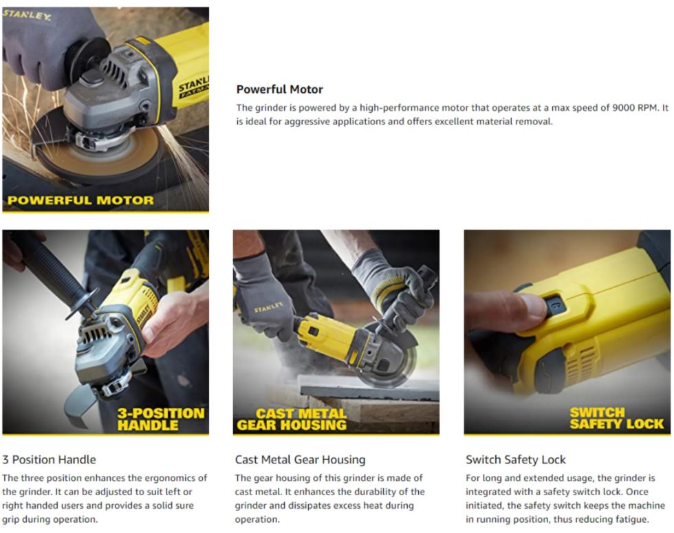 Stanley Fatmax V2.0 Angle Grinder Cordless 100mm 4-inches Bar STSCG400 ...