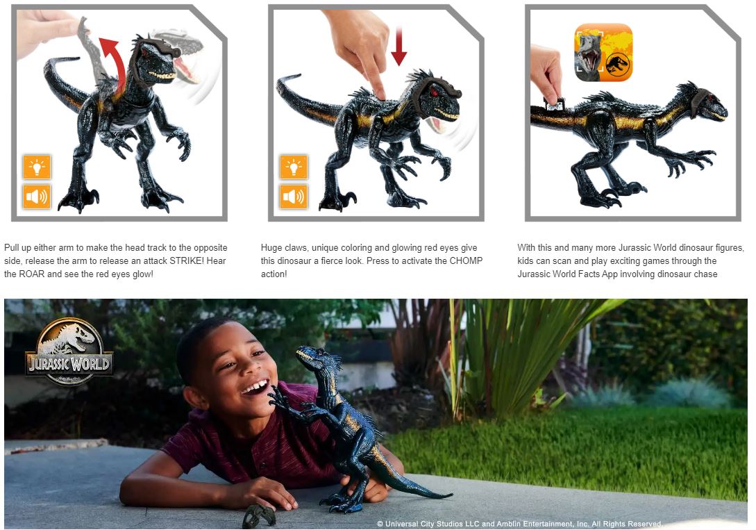 Jurassic World Dino Trackers Track 'N Attack Indoraptor Dinosaur Action ...