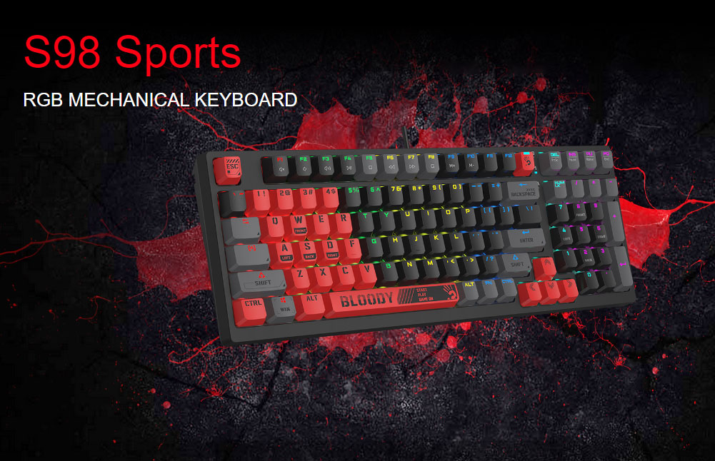 Bloody S98 Sports RGB BLMS Red Switch 98-Key Style Wired Mechanical ...