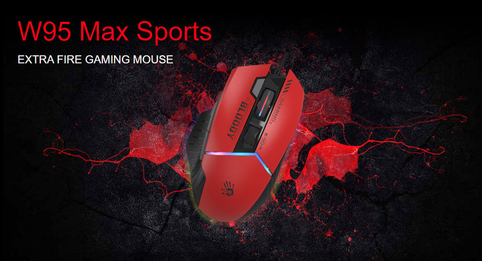 A4Tech Bloody W95 Max Sports Extra Fire 12000 CPI RGB Animation Backlit Wired Gaming Mouse ...