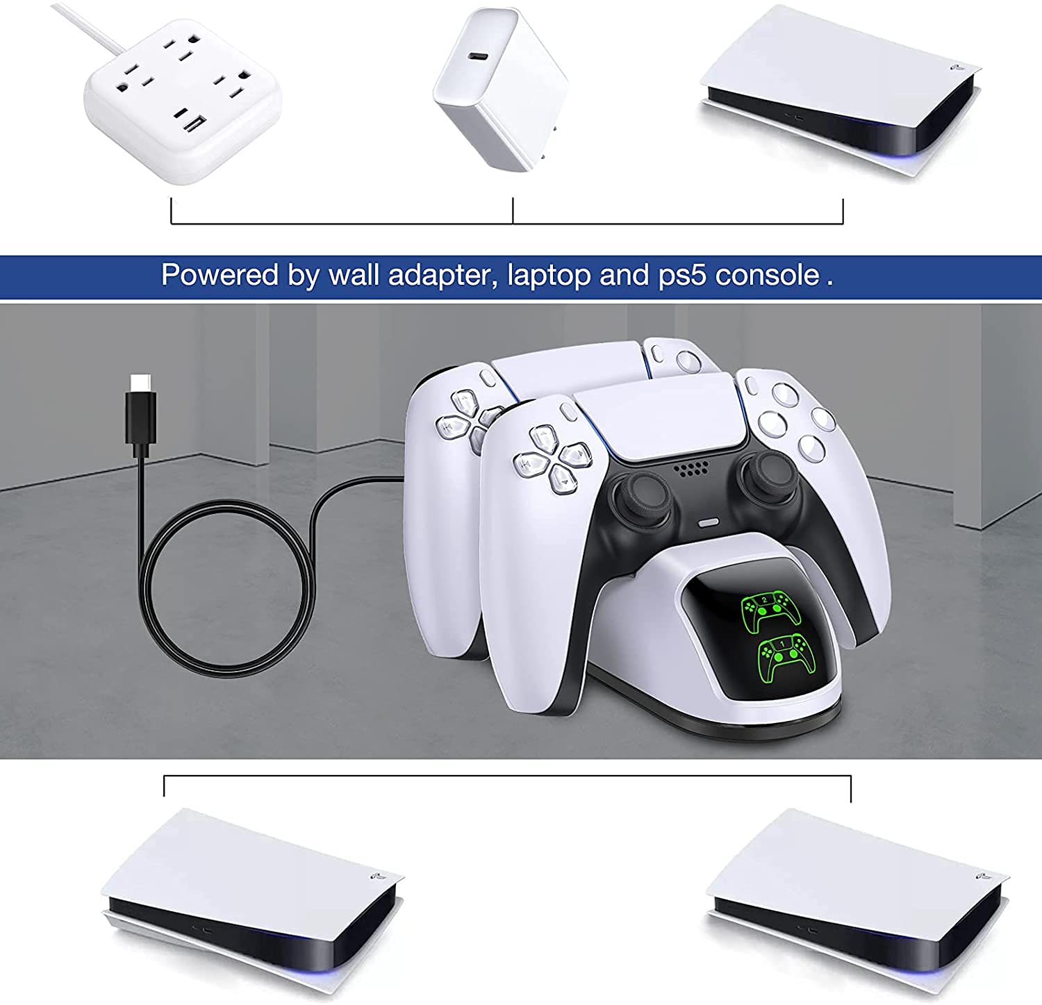 Dobe PlayStation PS5 DualSense Controller Fast-Charge Charging Station ...