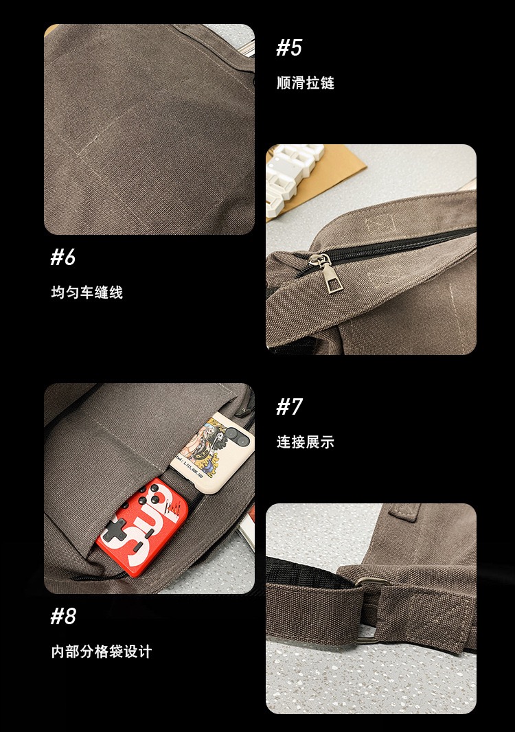 Yvon Korean Fashion Couple Canvas Shoulder Sing bag for man woman ...
