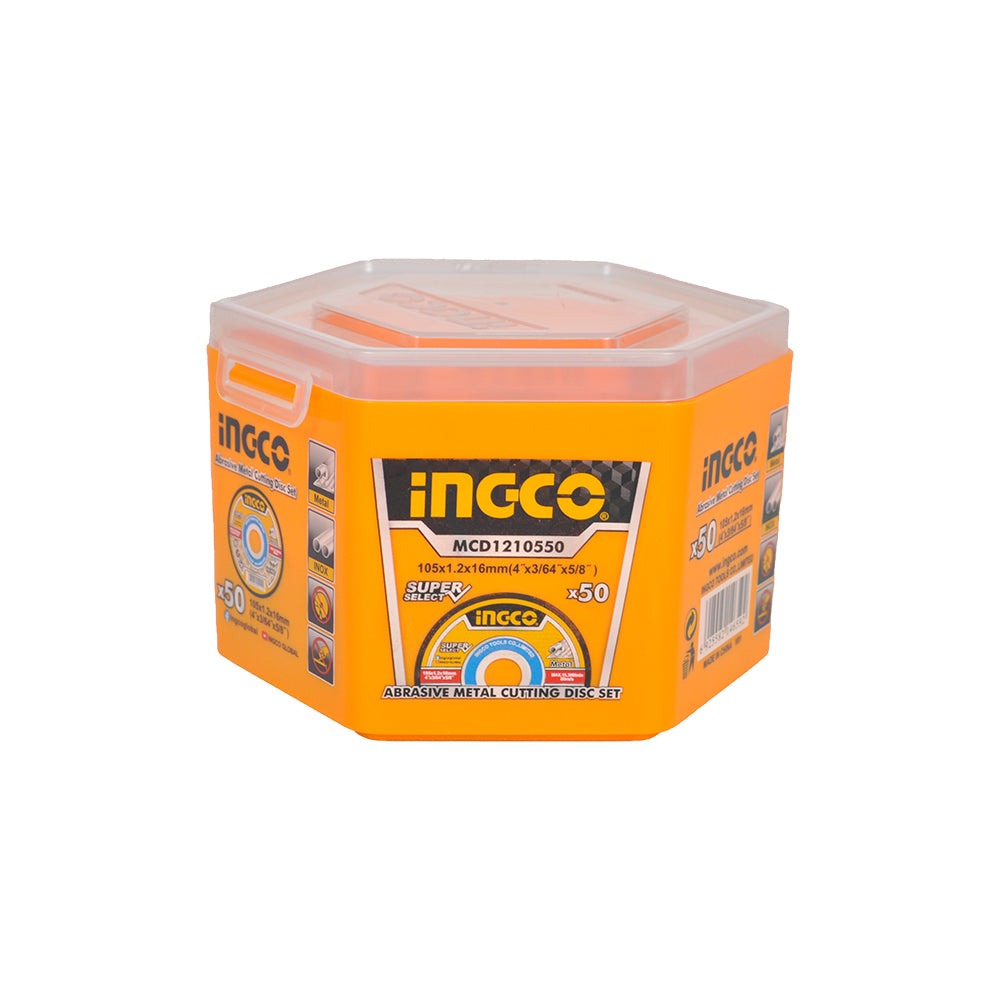 INGCO MCD1210550 (50pcs/Set) Abrasive Metal Cutting Disc Set (105x1 ...