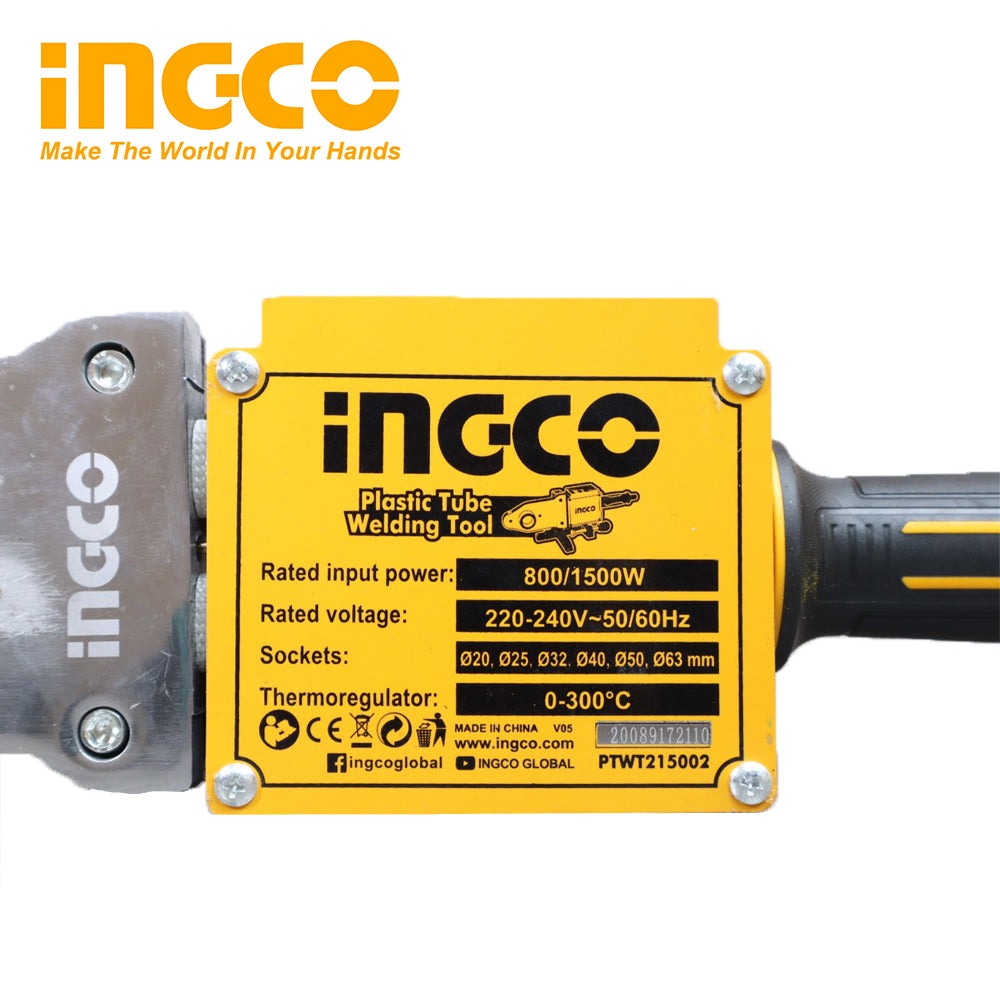 INGCO 1500W Plastic Tube Pipe Fusion Welding Tool Machine w/ 6pcs ...