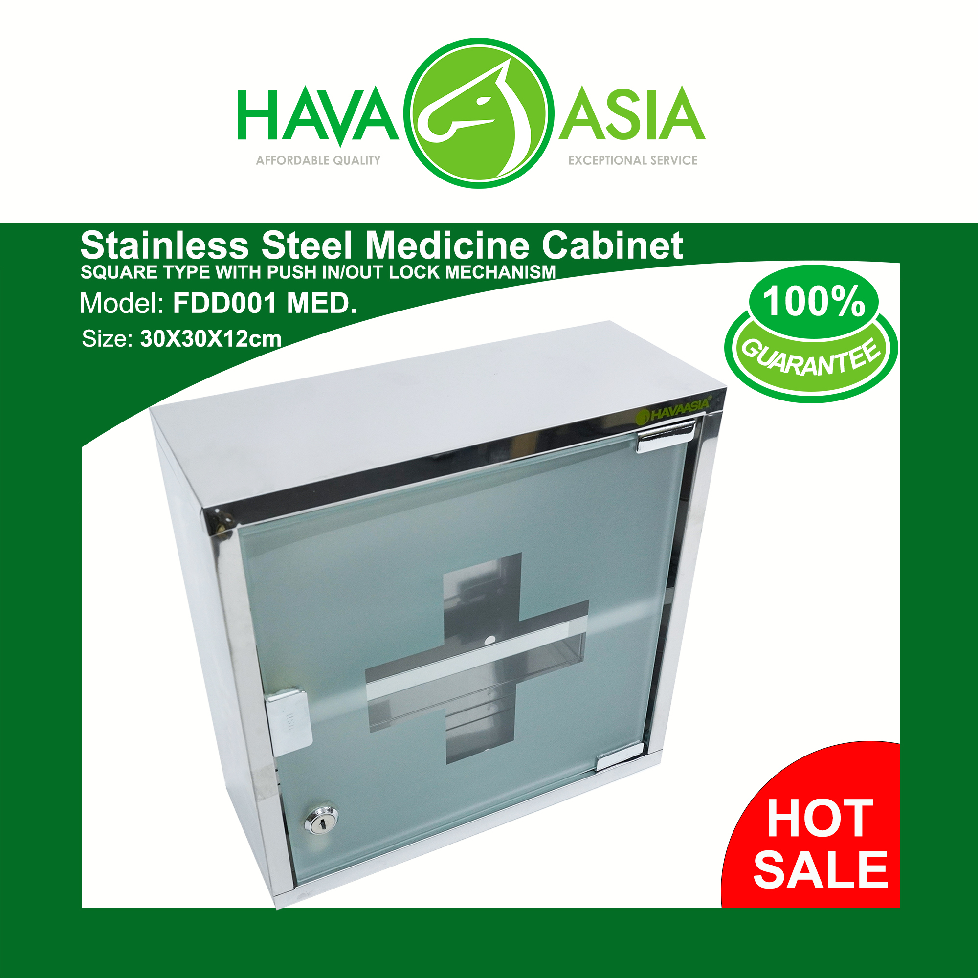 HavaAsia Stainless Steel Cabinet Medical Storage Cabinet (Code: FDD001 Med-30x30x12) | Shopee ...