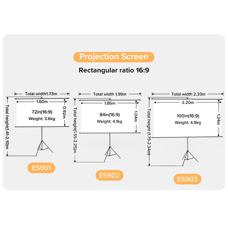 Deli Vusign 3000 Lumen Projector Portable HD 1080P Projector 16:9 Stand ...