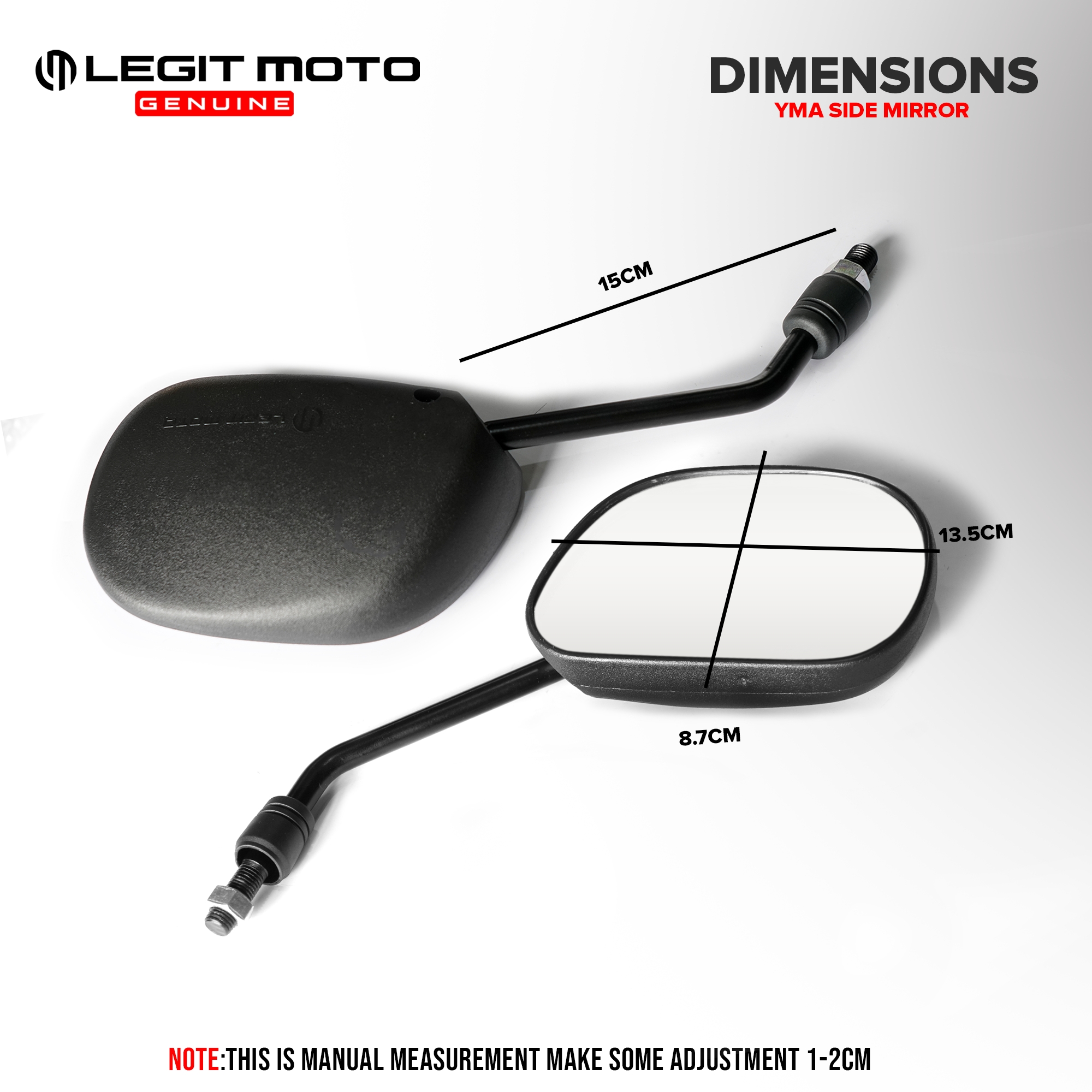 LEGITMOTO HONDA YAMAHA SIDE MIRROR CHROME/BLACK STEM ROTATABLE CLEAR ...