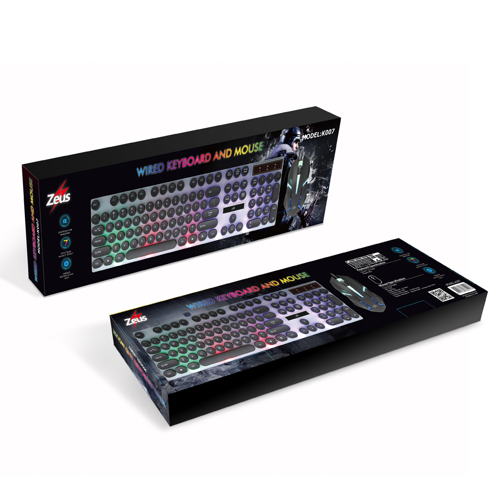 Zeus K-007 Punk Retro Backlit Gaming Keyboard USB Wired Suspended ...