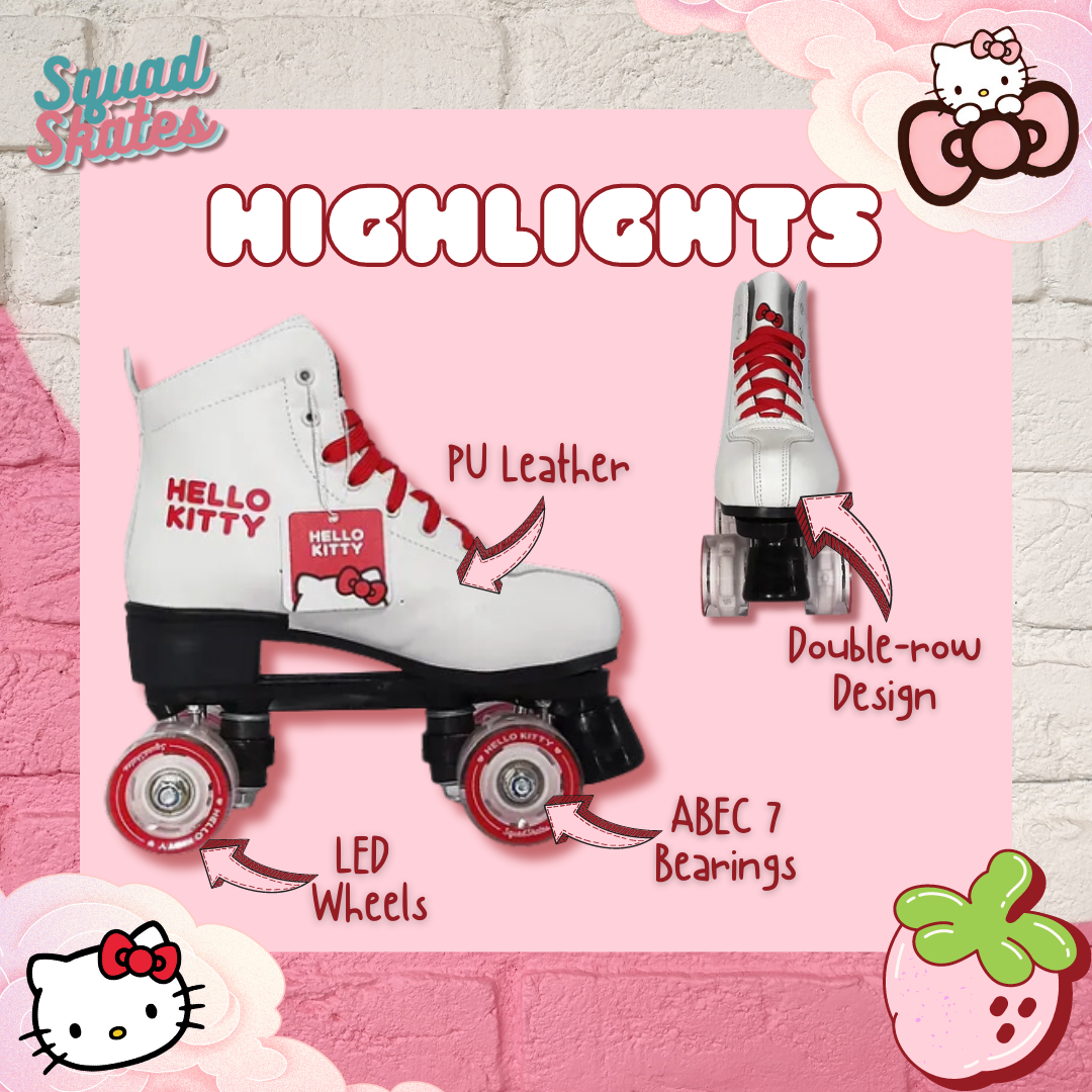 Squad Skates Hello Kitty Mellow Roller Skates with LED Light Wheels (F ...